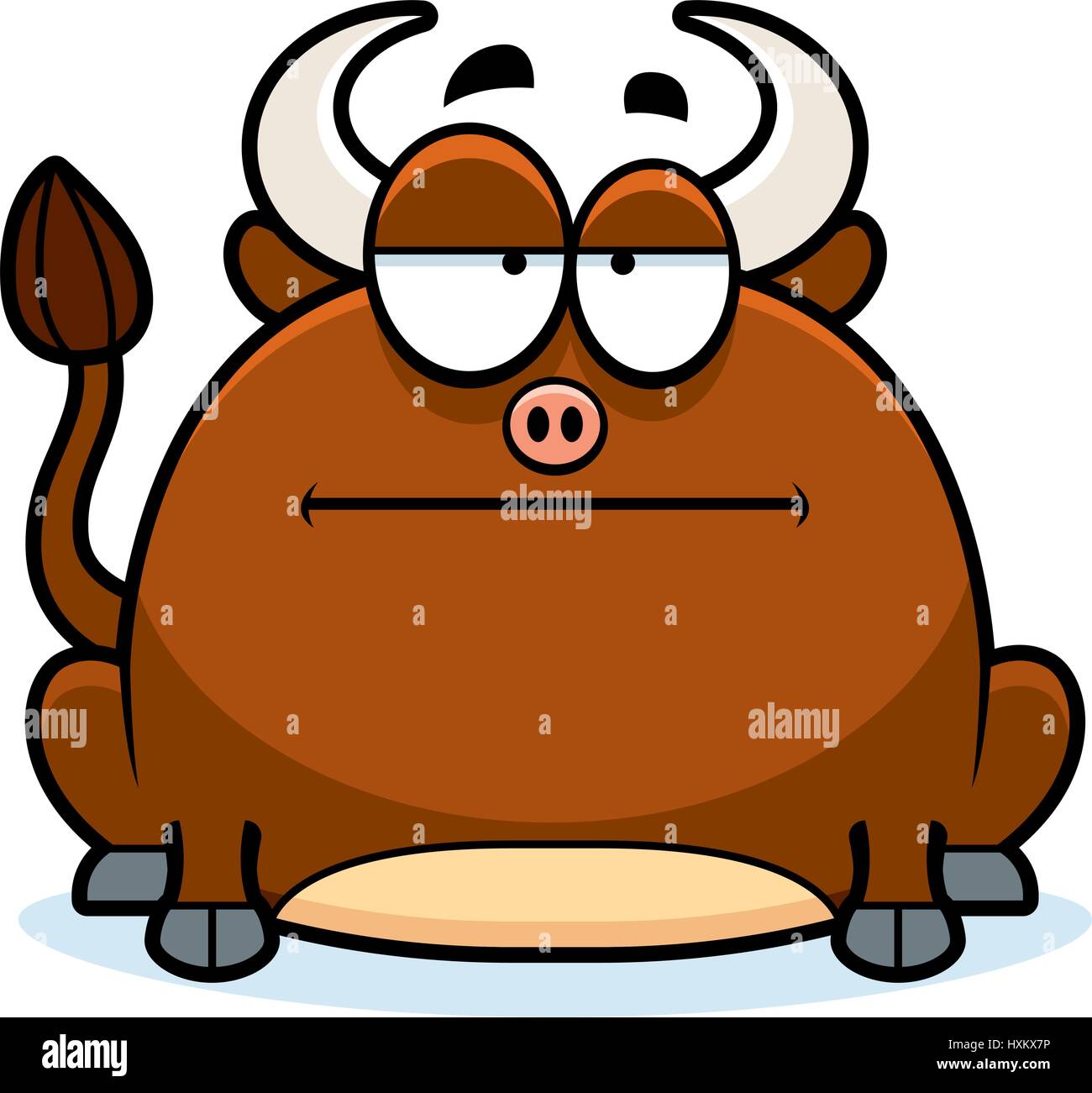 A cartoon illustration of a little bull looking calm Stock Vector Image ...