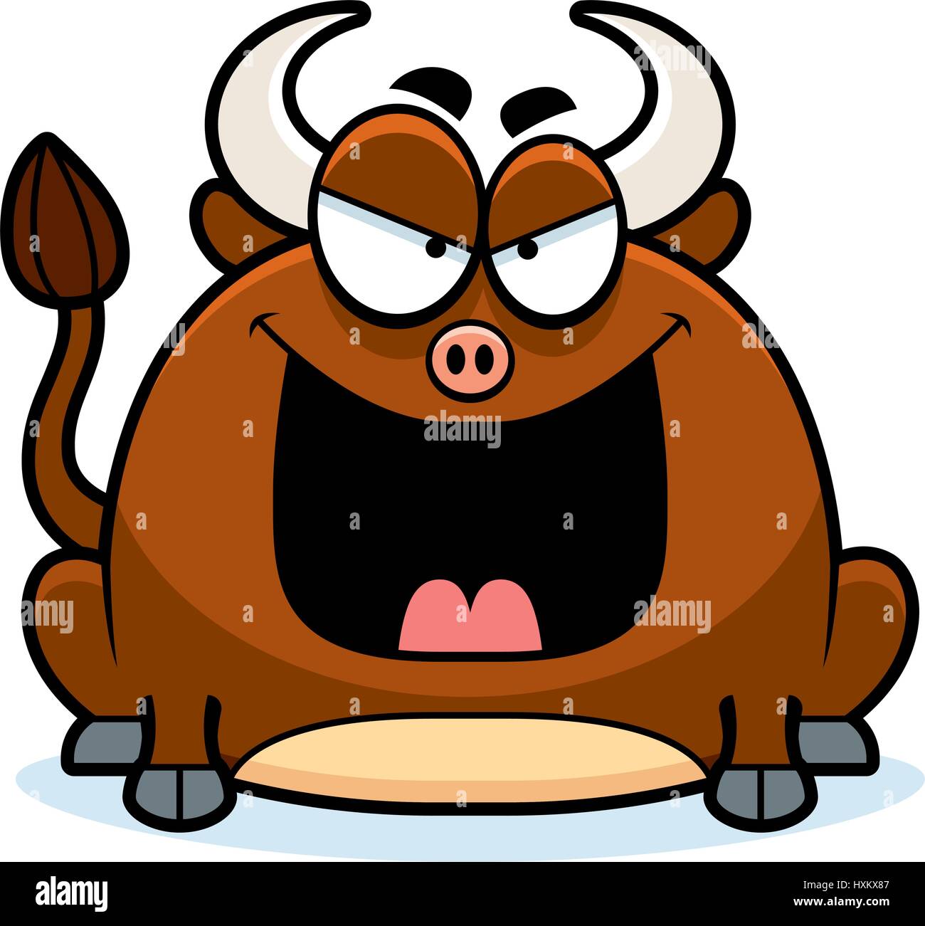 A cartoon illustration of a sinister looking little bull Stock Vector ...