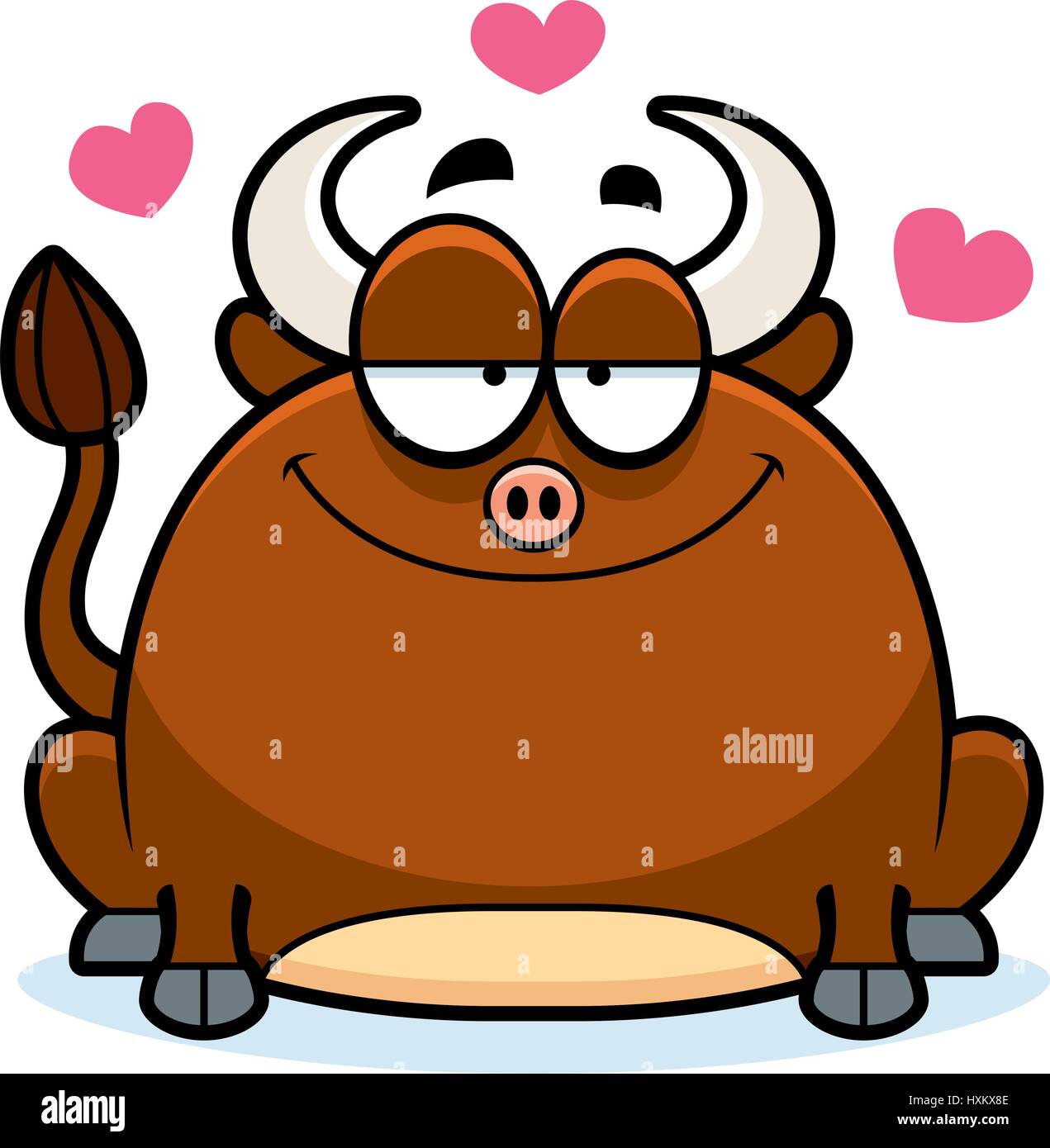 A cartoon illustration of a little bull in love Stock Vector Image ...