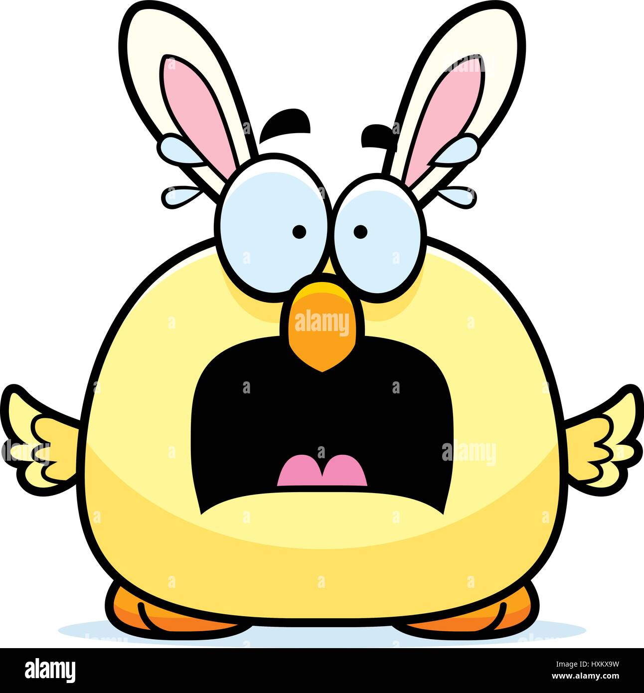A cartoon illustration of an Easter bunny chick looking scared Stock ...