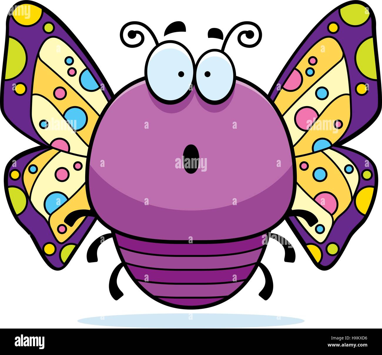 A cartoon illustration of a butterfly looking surprised Stock Vector ...