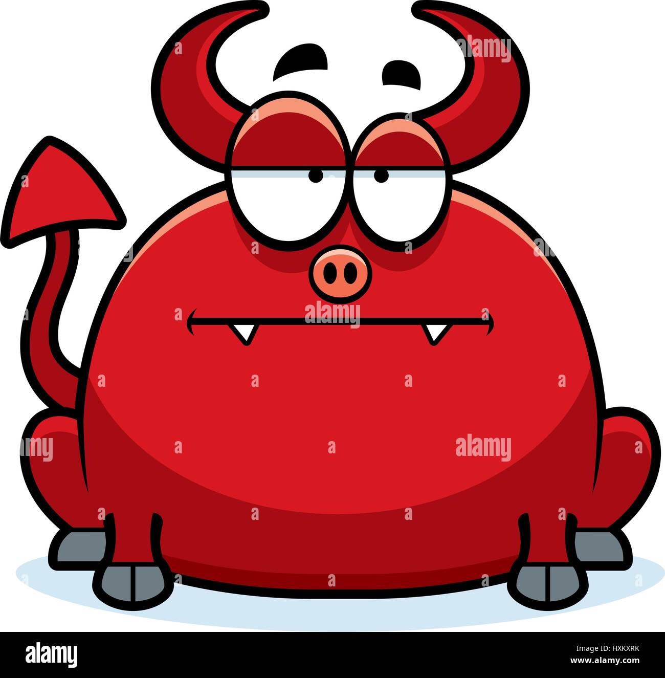 A cartoon illustration of a little devil looking calm Stock Vector ...