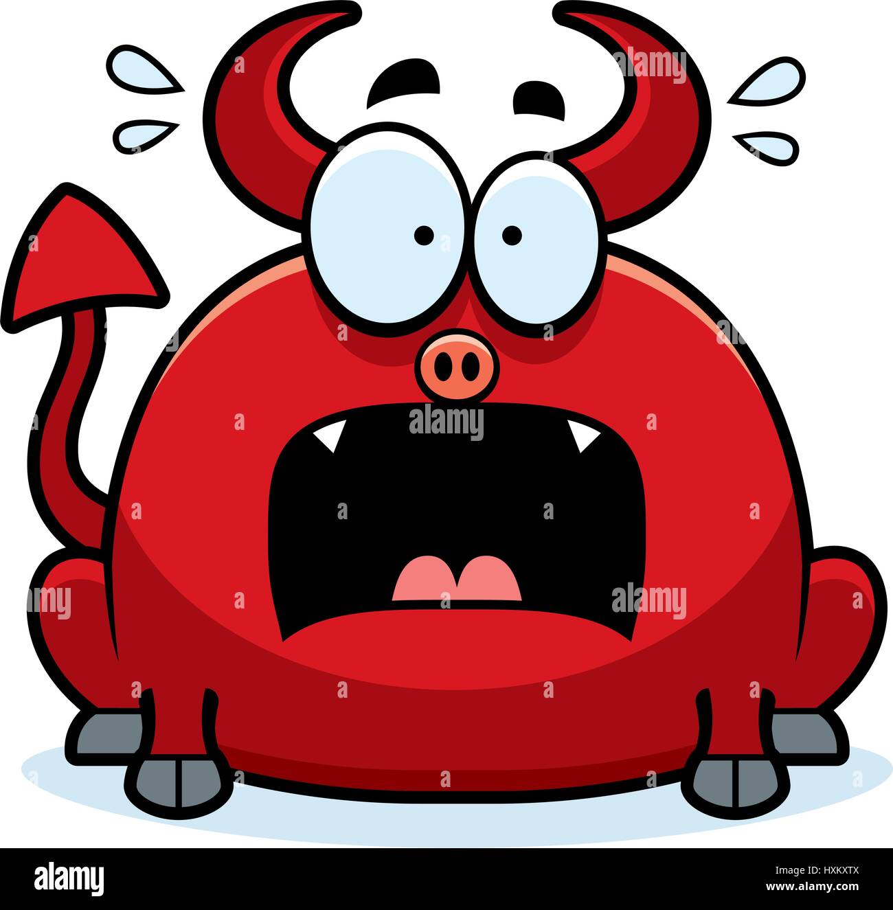 A cartoon illustration of a little devil looking terrified Stock Vector ...
