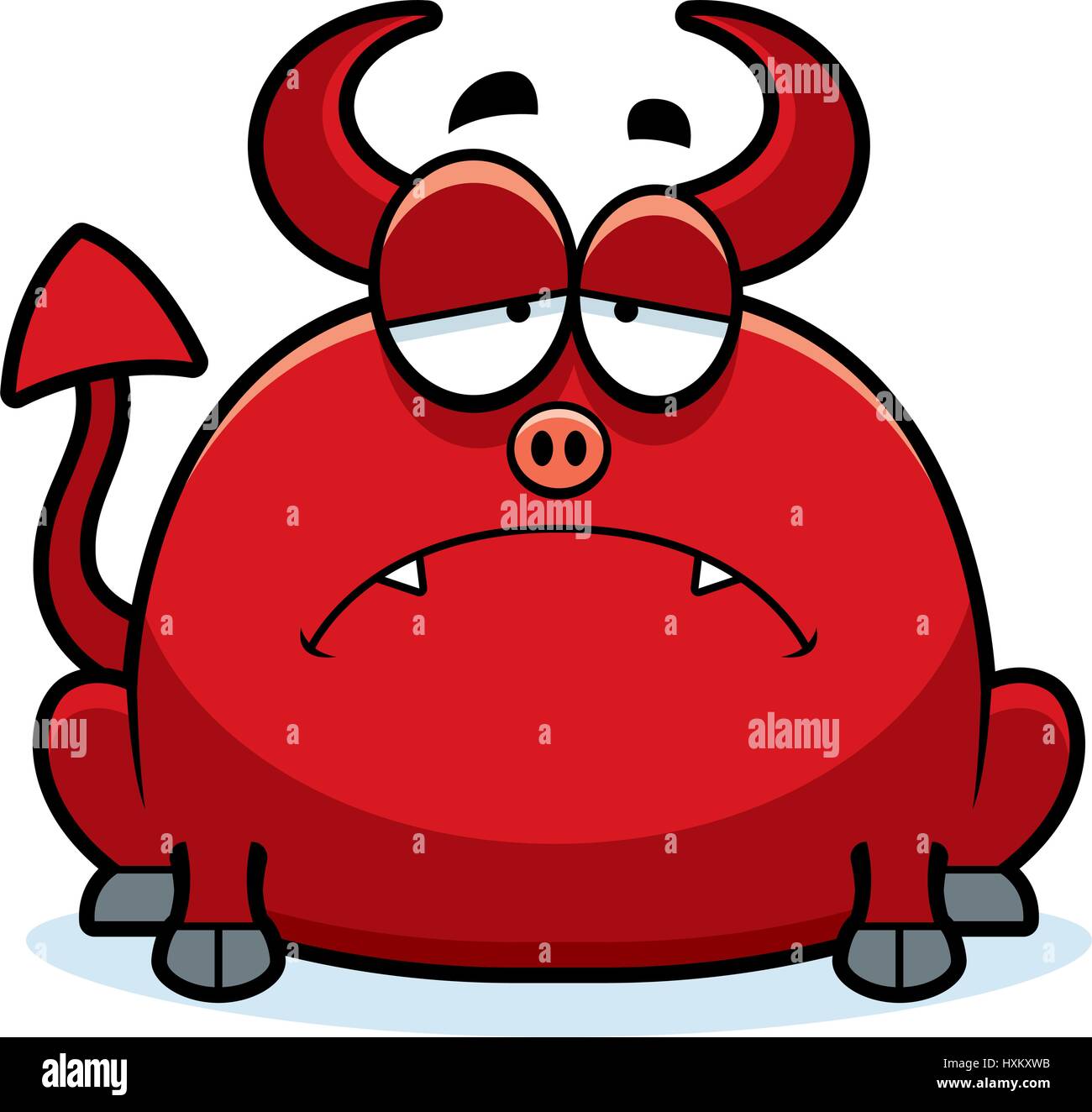 A cartoon illustration of a little devil looking sad Stock Vector Image ...