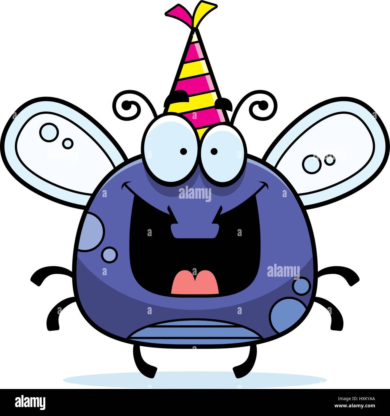 A cartoon illustration of a fly with a party hat looking happy Stock ...