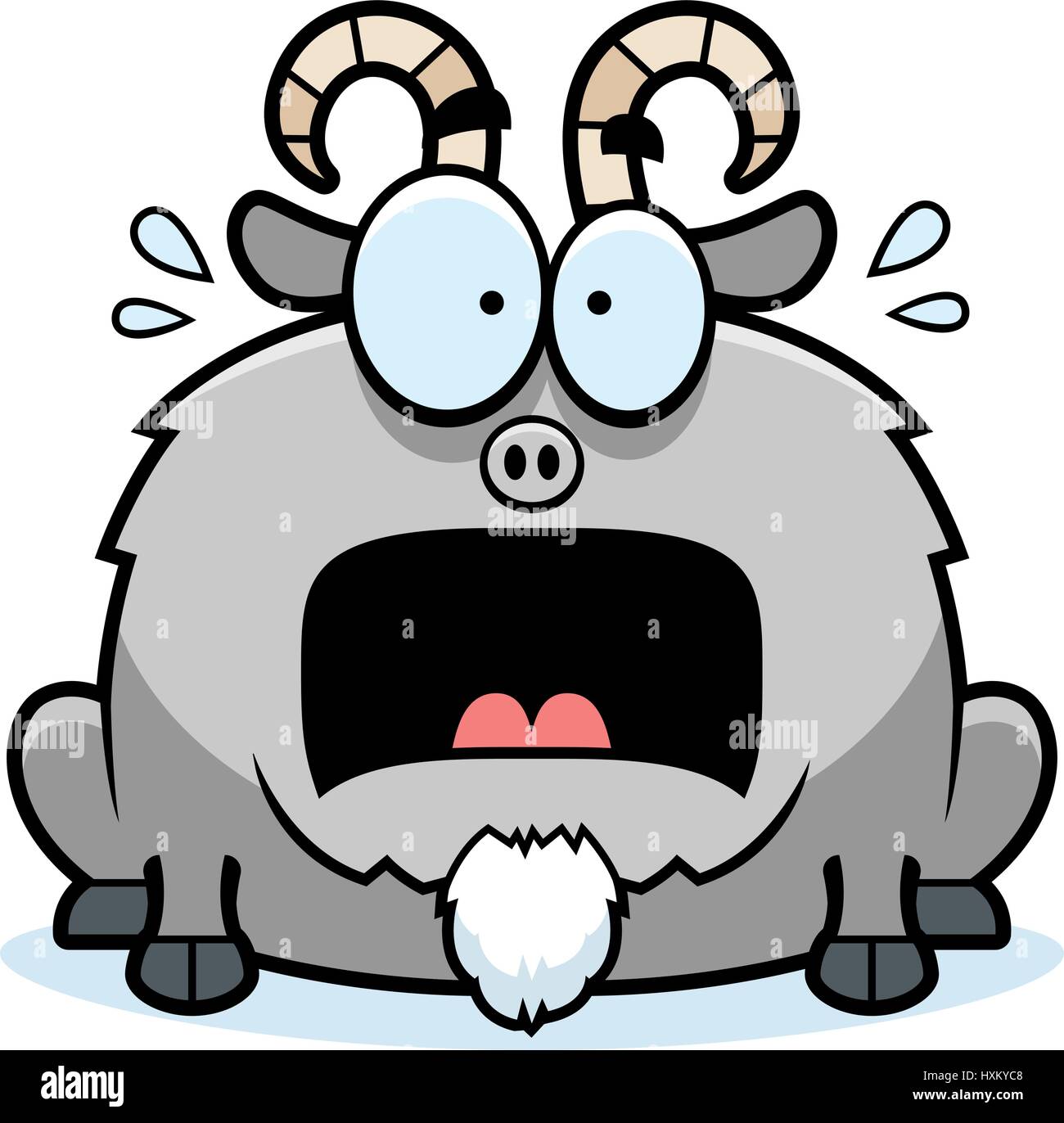 A cartoon illustration of a little goat looking terrified Stock Vector ...
