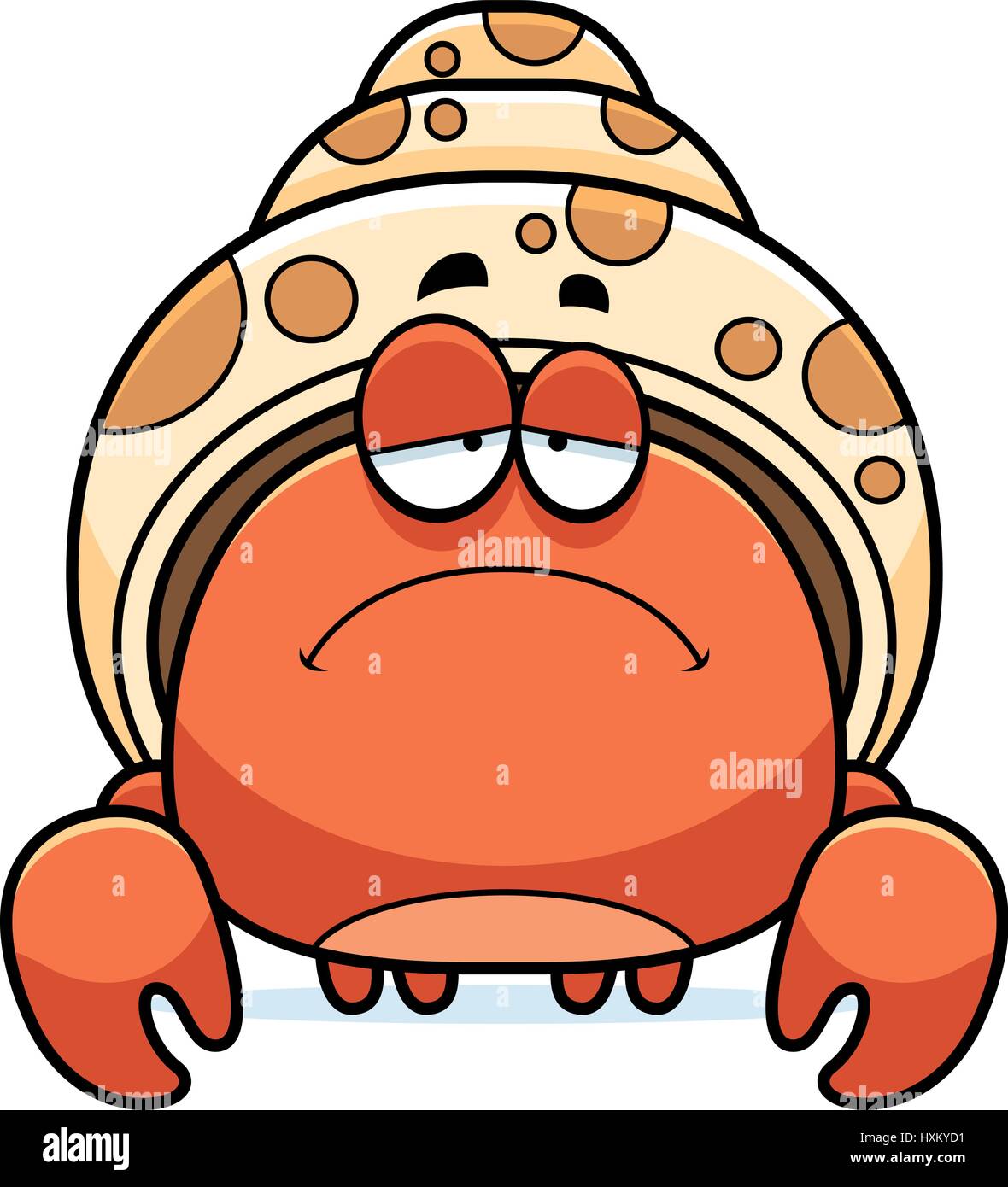 A cartoon illustration of a hermit crab looking sad Stock Vector Image ...