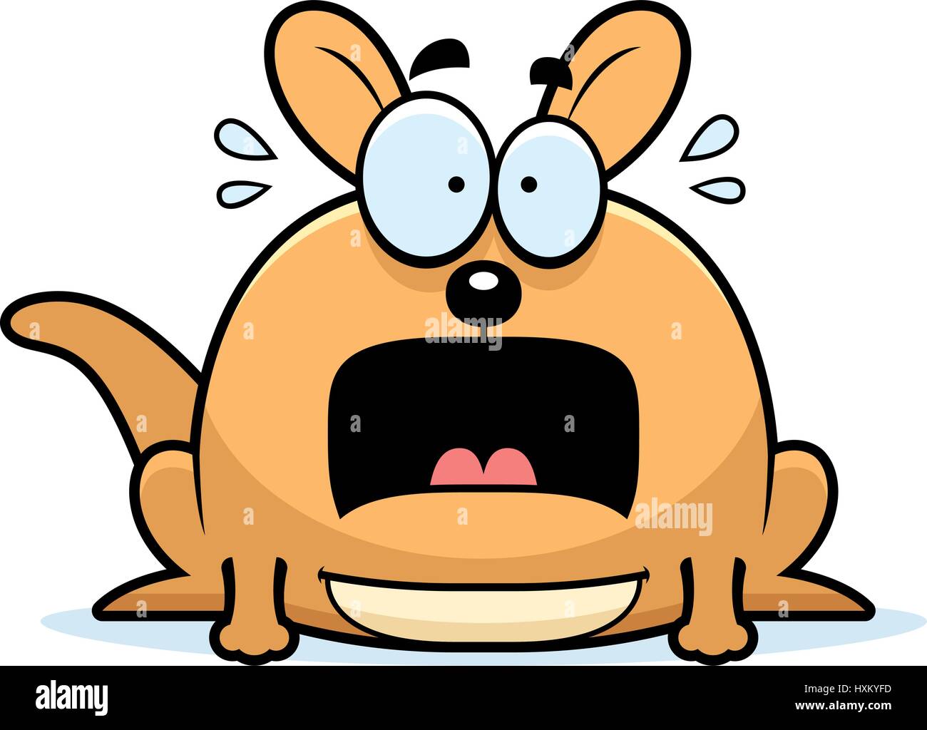 A cartoon illustration of a little kangaroo looking terrified Stock ...