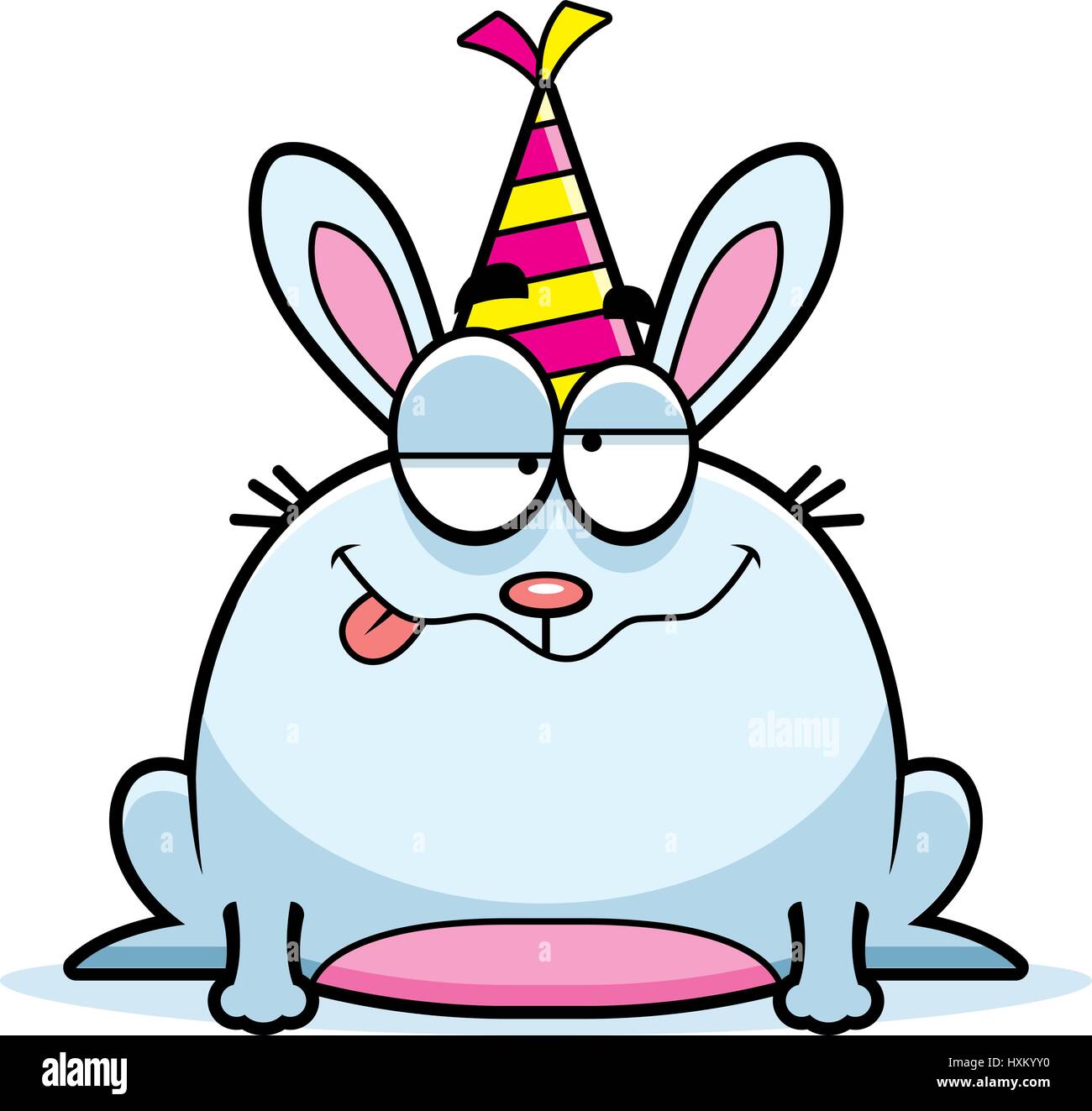 A cartoon illustration of a rabbit with a party hat looking drunk Stock ...