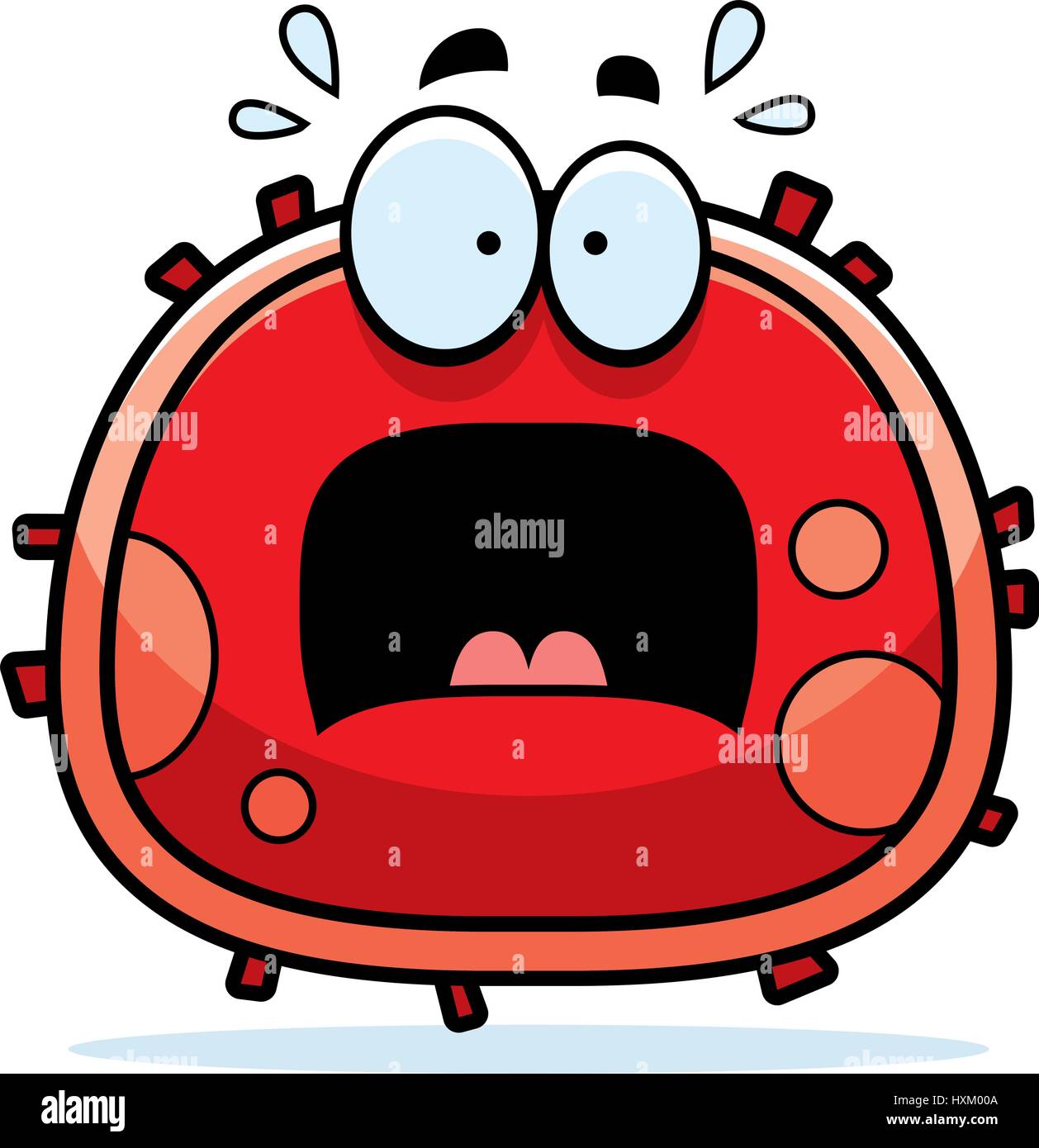 A cartoon illustration of a red blood cell looking scared Stock Vector ...