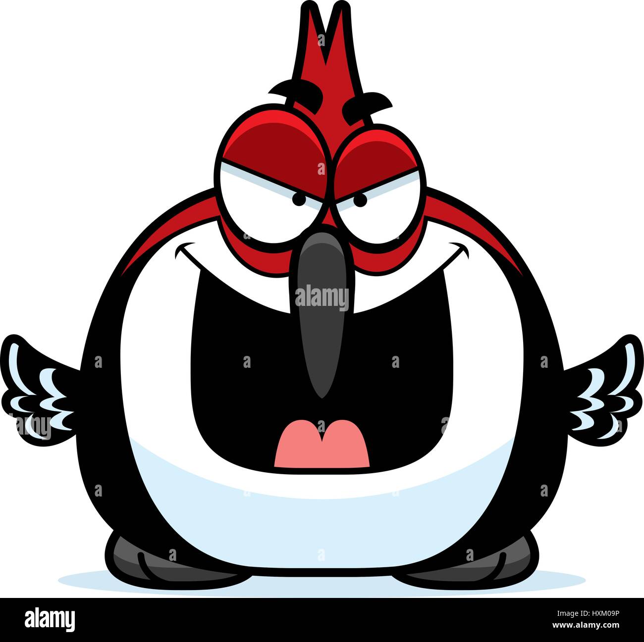 A cartoon illustration of an evil looking red-headed woodpecker Stock ...