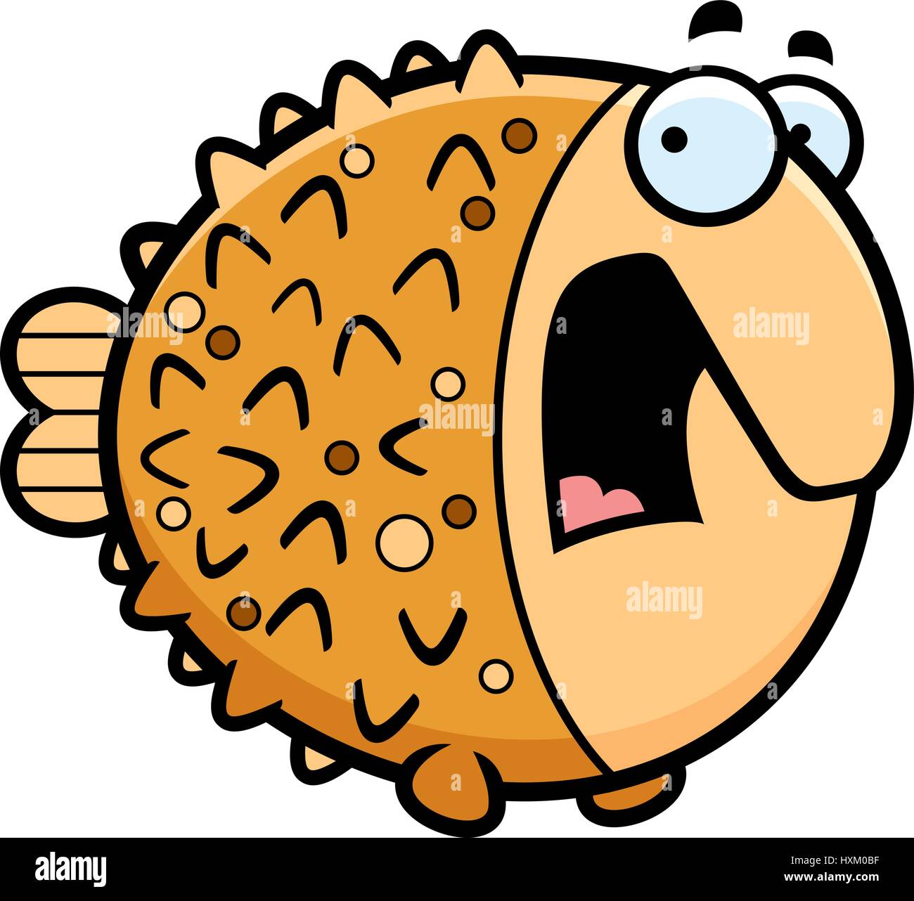 A cartoon illustration of a pufferfish looking scared Stock Vector ...