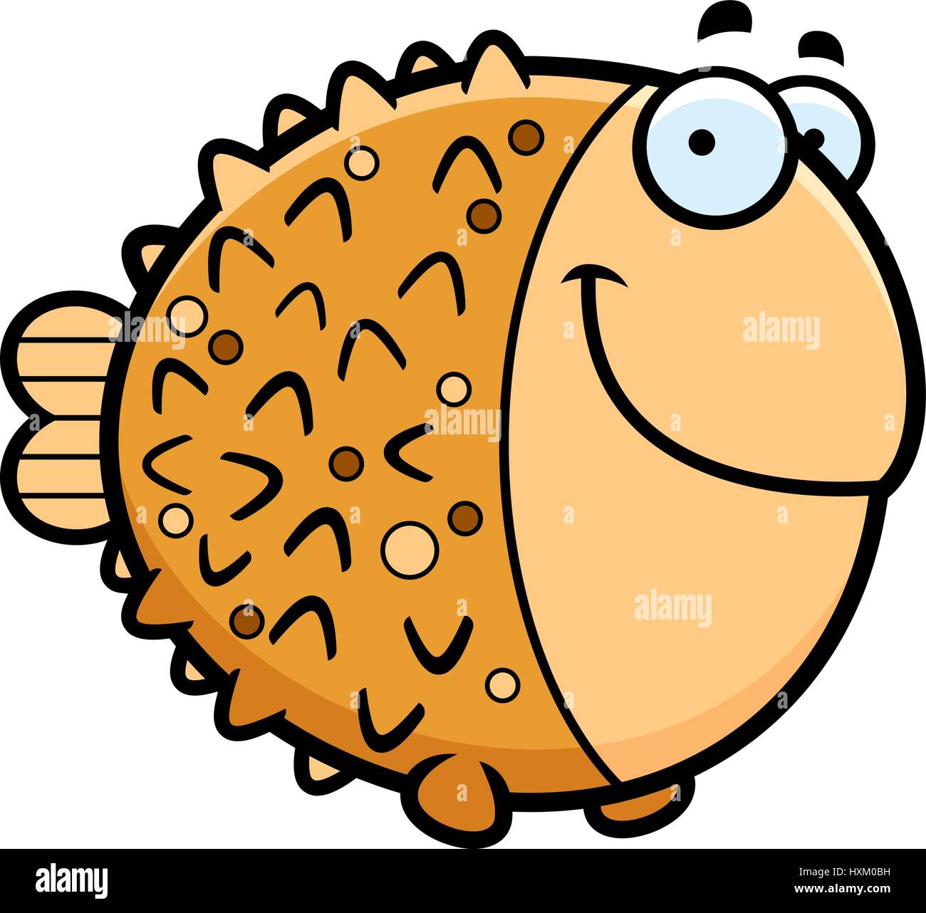 A cartoon illustration of a pufferfish happy and smiling Stock Vector ...