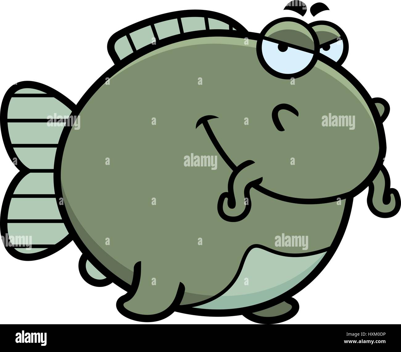 A cartoon illustration of a catfish with a sly expression Stock Vector ...
