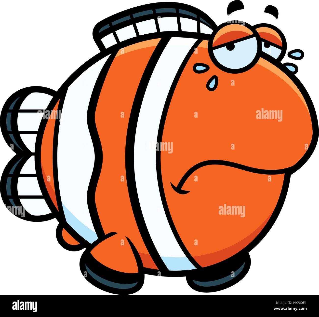 A cartoon illustration of a clownfish sad and crying Stock Vector Image ...