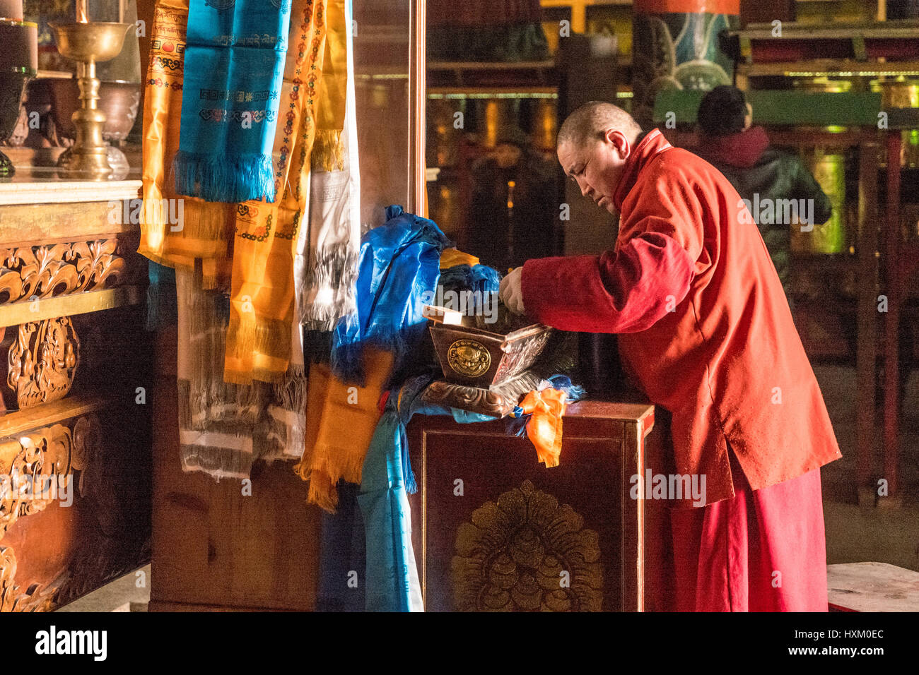 Morning chants and prayers at Buddhist Temple in Ulaanbaatar, Mongolia ...