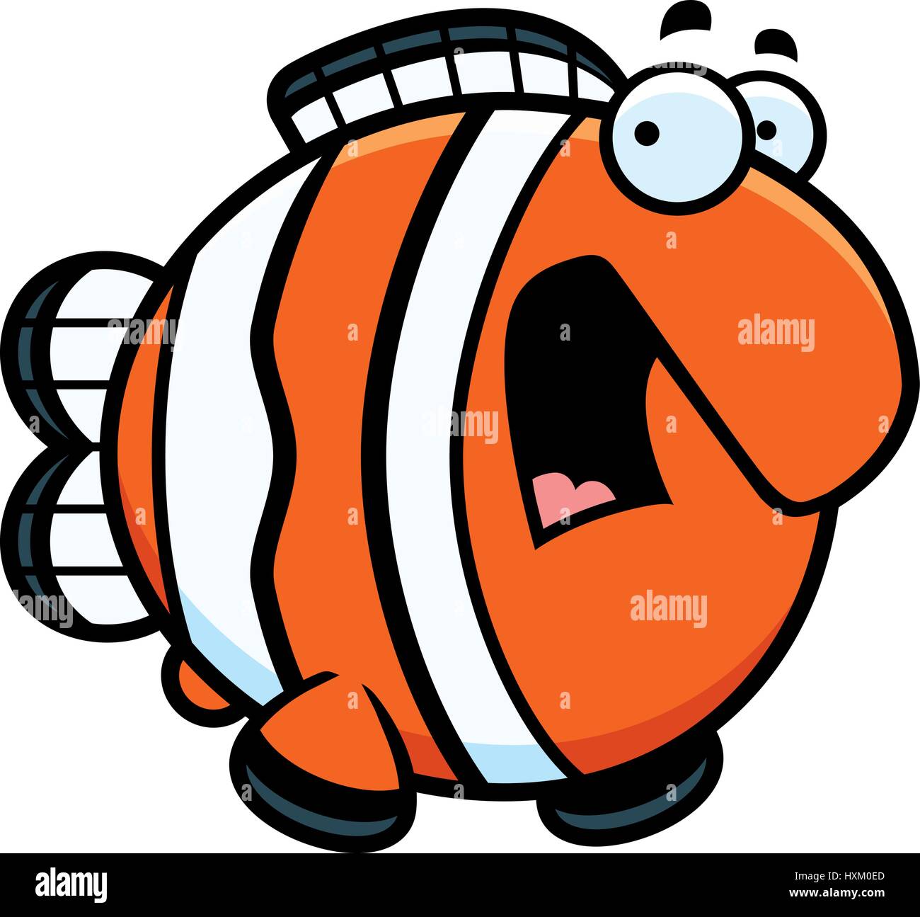 A cartoon illustration of a clownfish looking scared Stock Vector Image ...
