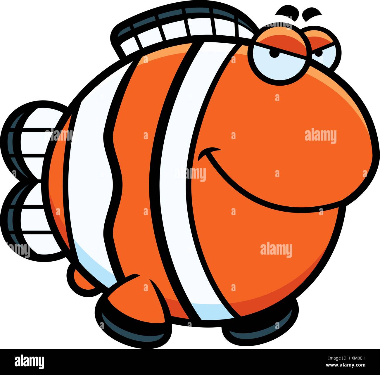 A cartoon illustration of a clownfish with a sly expression Stock ...