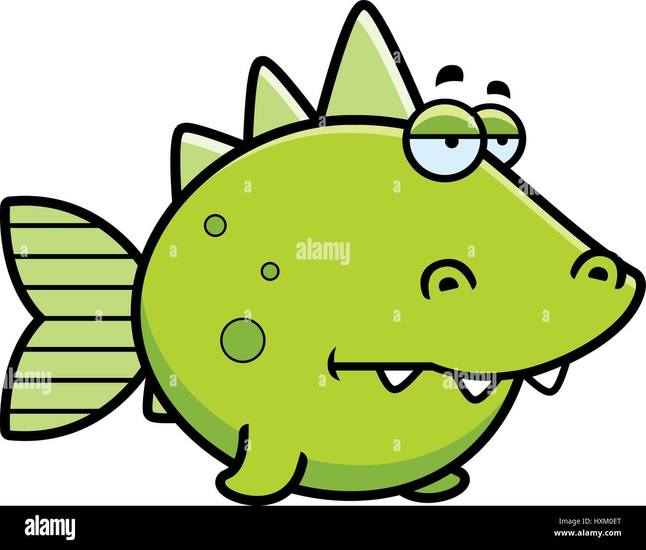 A cartoon illustration of a prehistoric fish looking bored Stock Vector ...