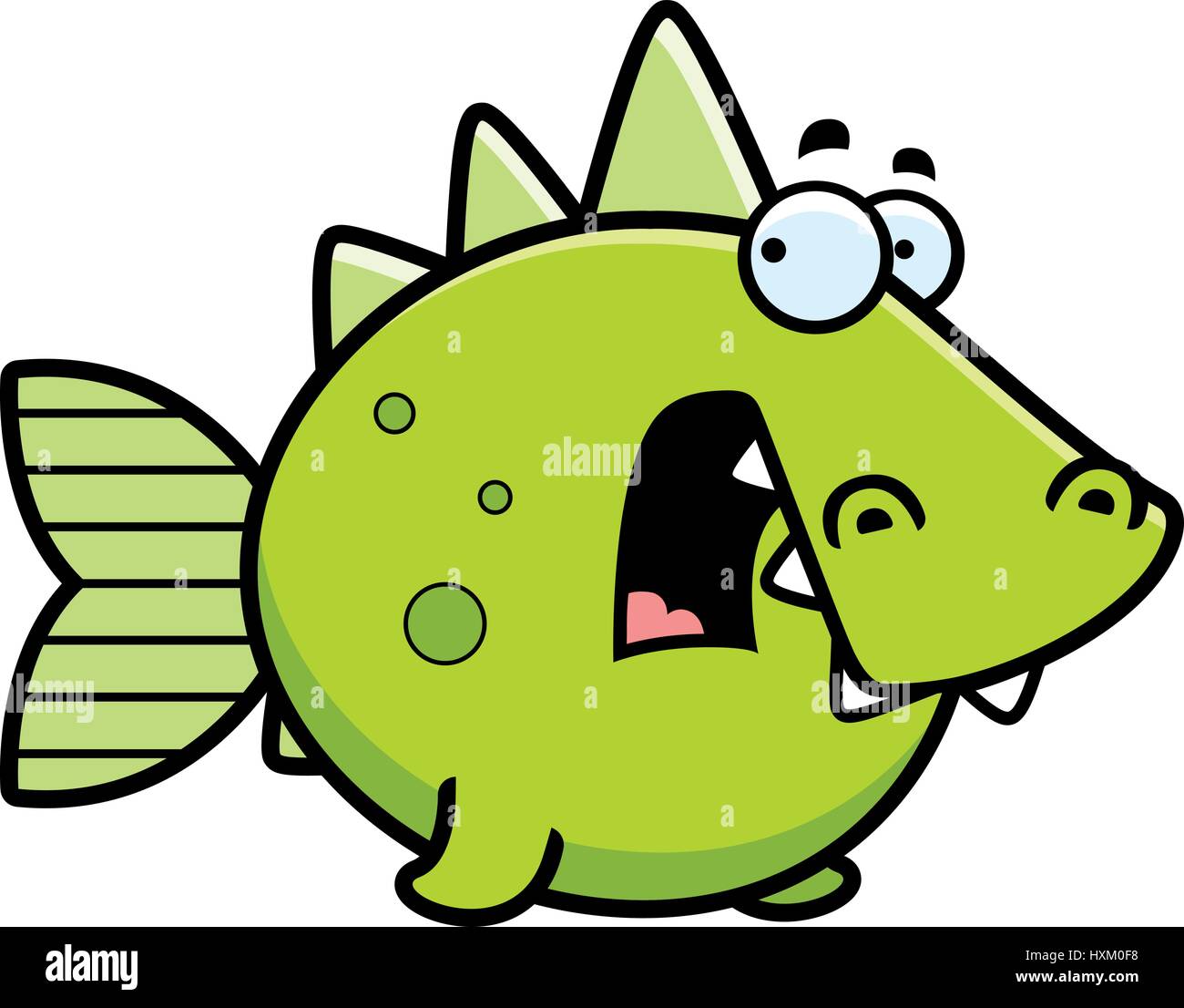A cartoon illustration of a prehistoric fish looking scared Stock ...