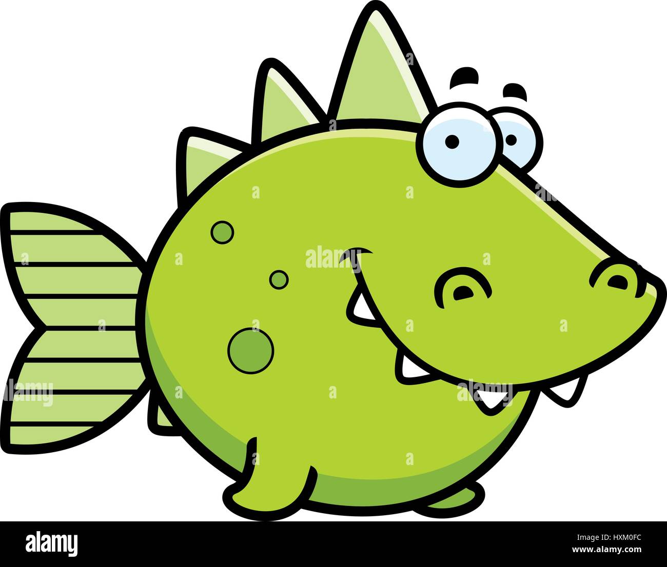 A cartoon illustration of a prehistoric fish happy and smiling Stock ...
