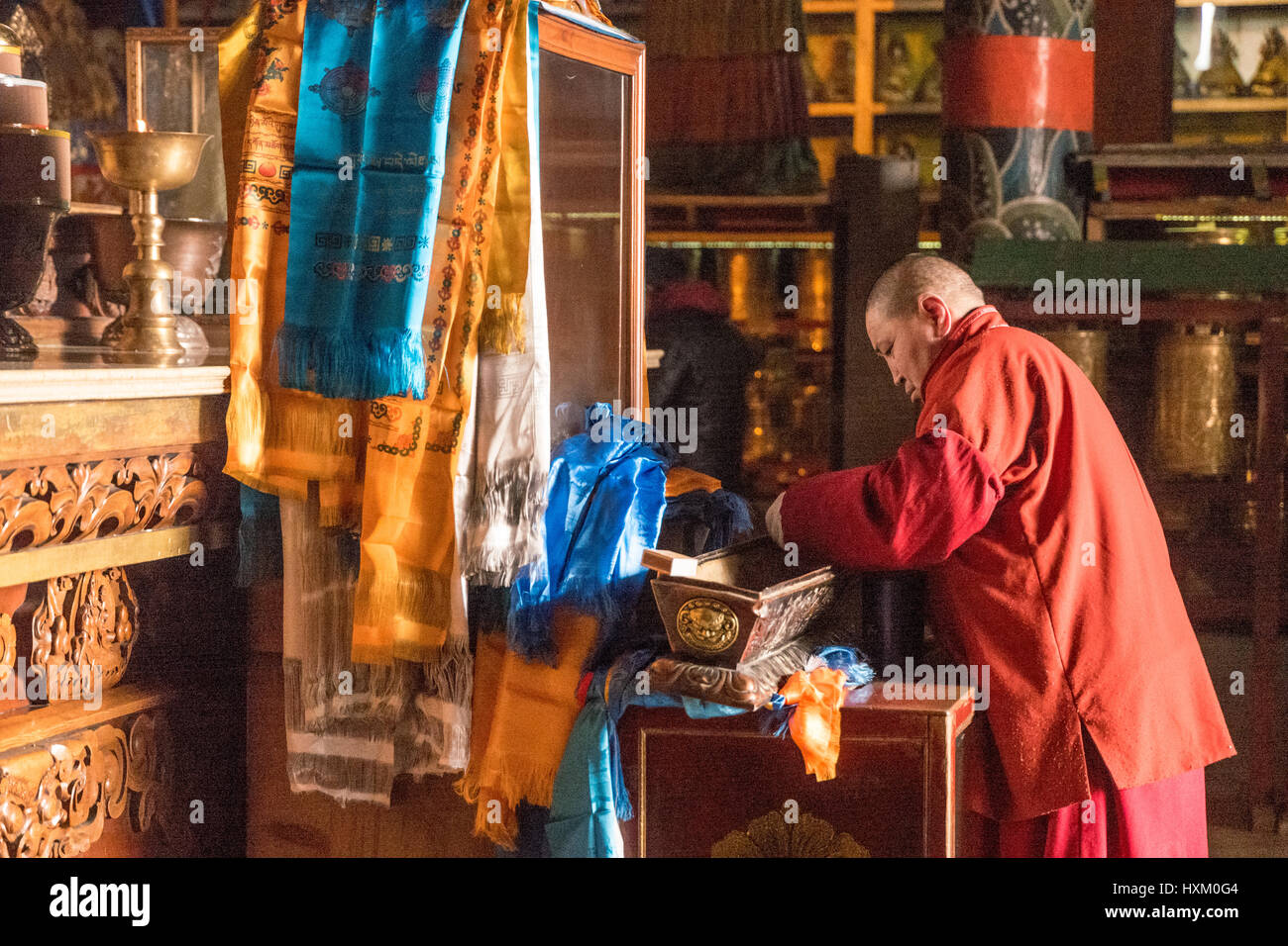 Morning chants and prayers at Buddhist Temple in Ulaanbaatar, Mongolia ...