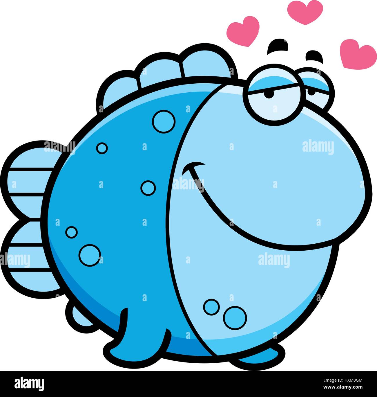 A cartoon illustration of a fish with an in love expression Stock ...