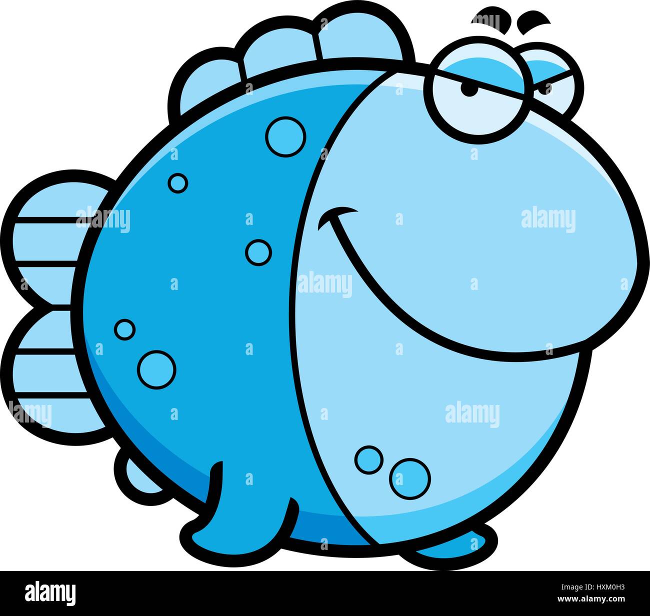 A cartoon illustration of a fish with a sly expression Stock Vector ...