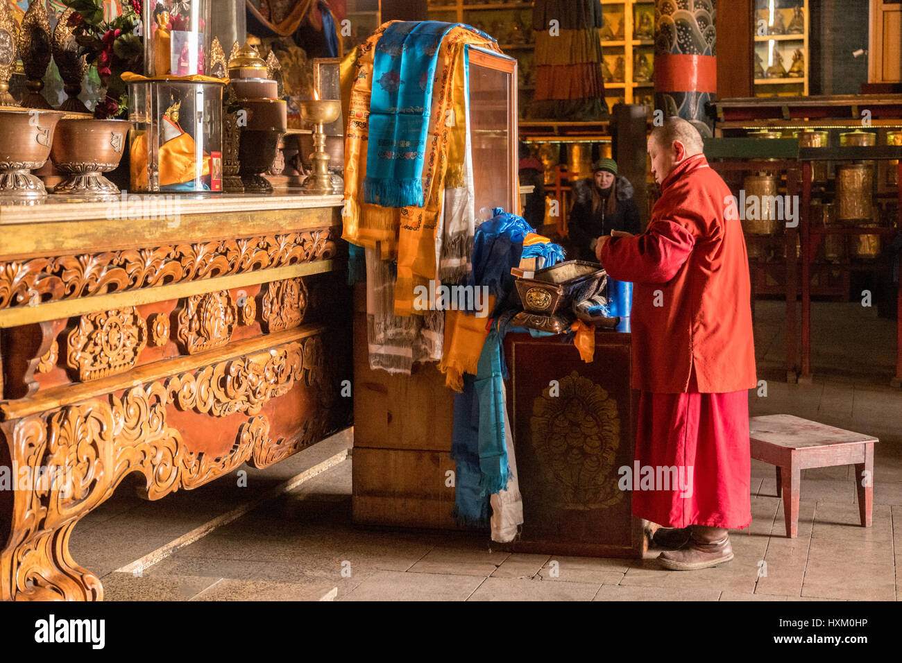 Morning chants and prayers at Buddhist Temple in Ulaanbaatar, Mongolia ...