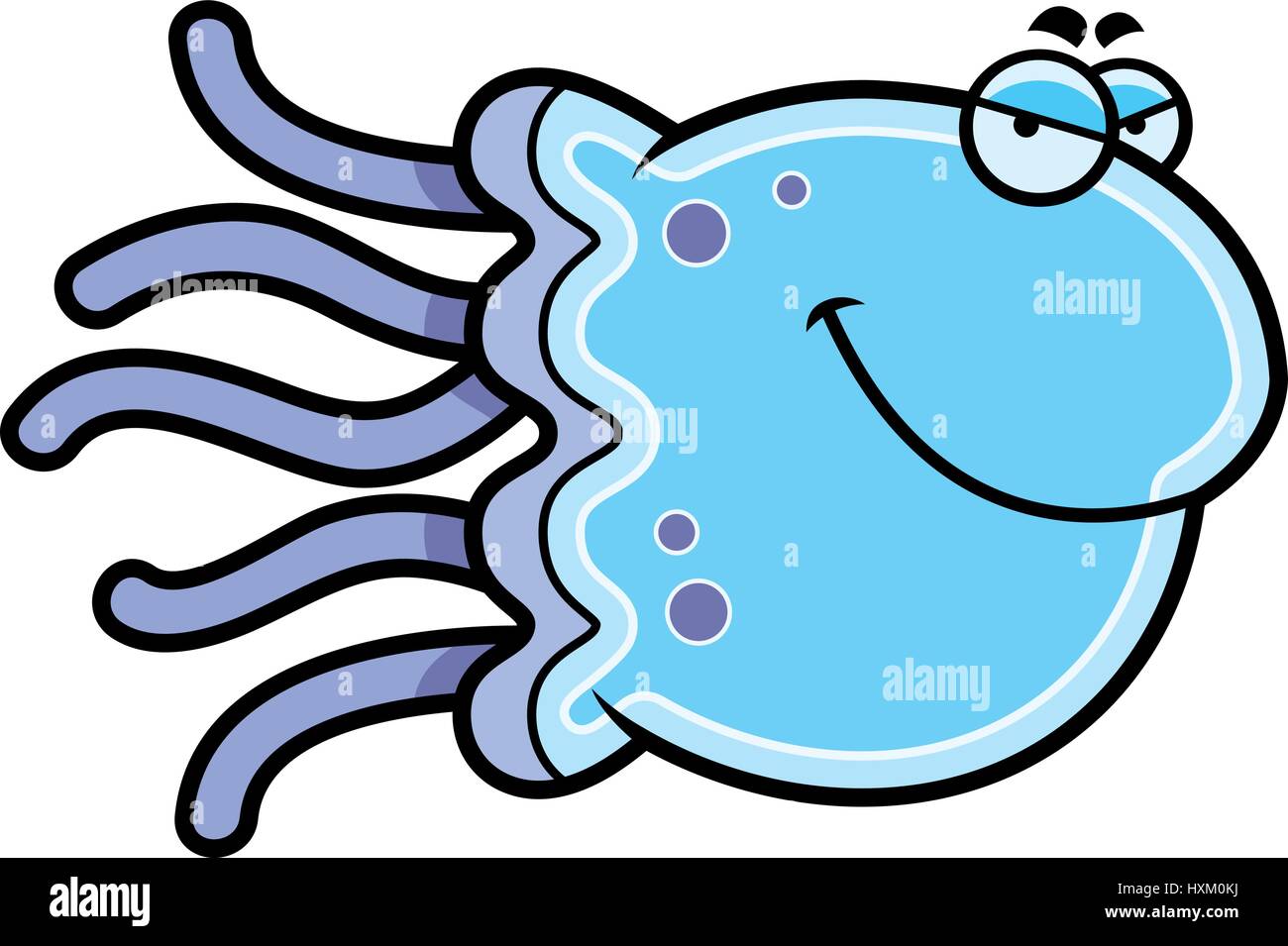 A cartoon illustration of a jellyfish with a sly expression Stock ...