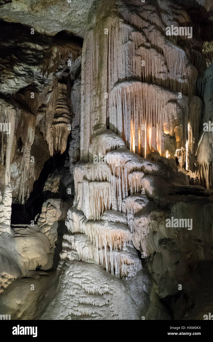 Cave massive stalactites and stalagmites formation Stock Photo - Alamy