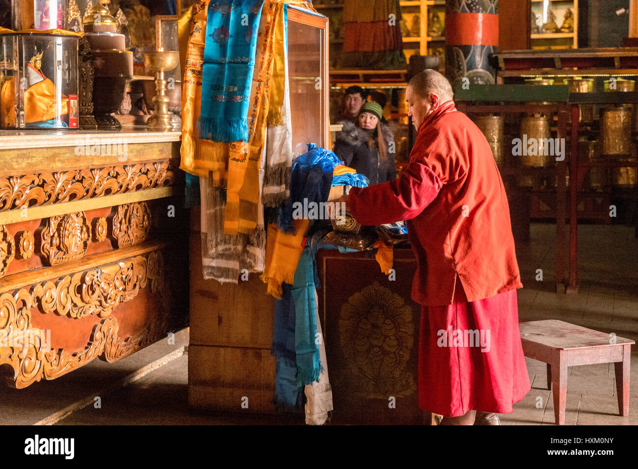 Morning chants and prayers at Buddhist Temple in Ulaanbaatar, Mongolia ...