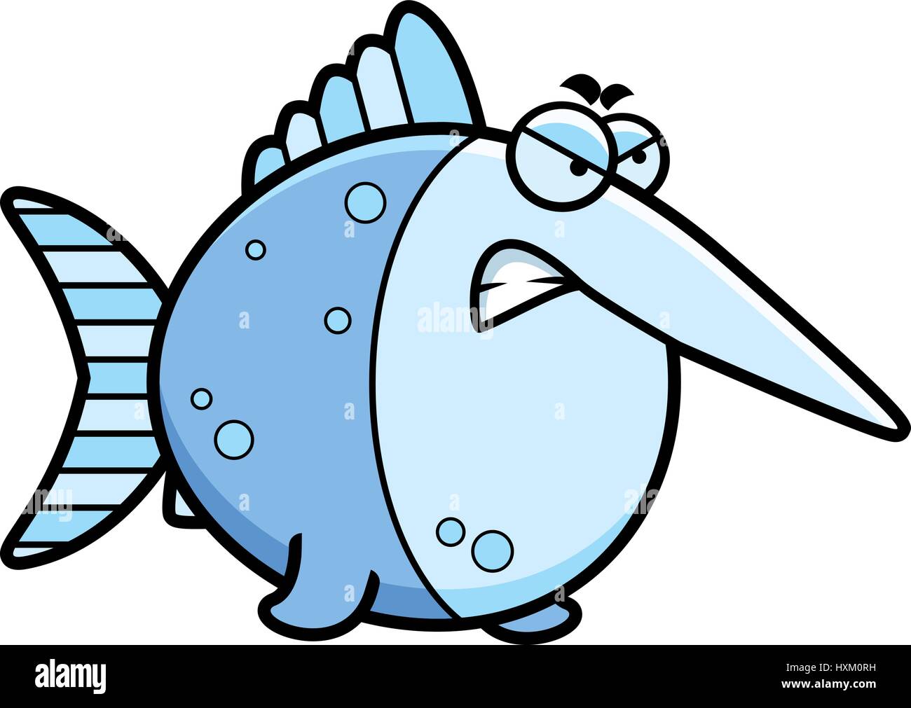A cartoon illustration of a swordfish with an angry expression Stock ...