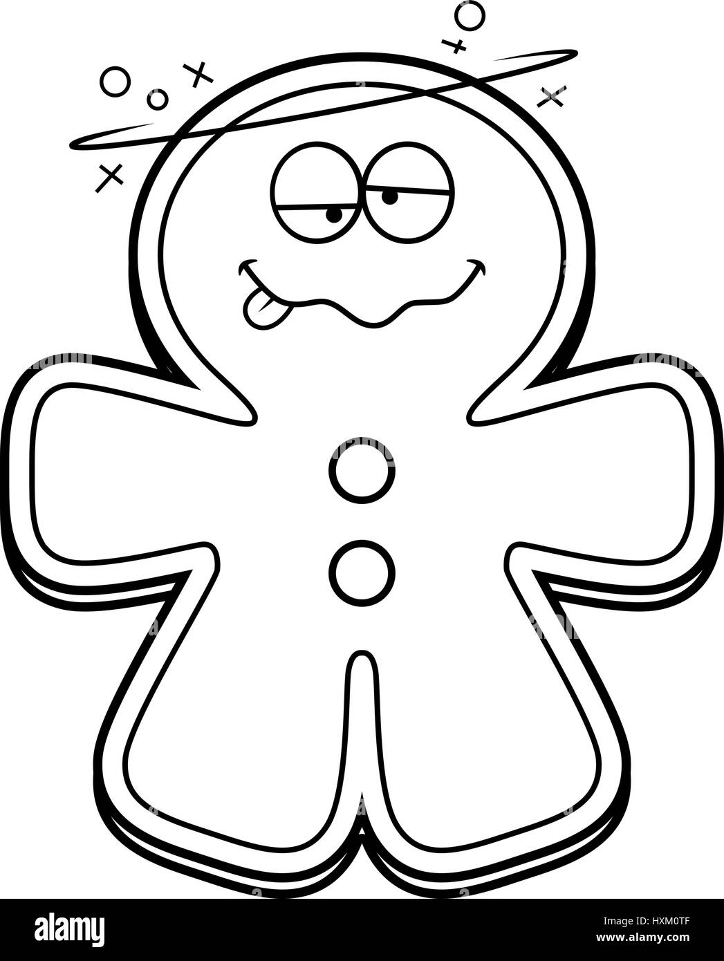 A cartoon illustration of a gingerbread man looking drunk Stock Vector ...