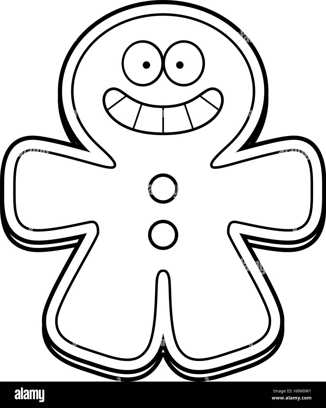 A Cartoon Illustration Of A Gingerbread Man Smiling Stock Vector Image 