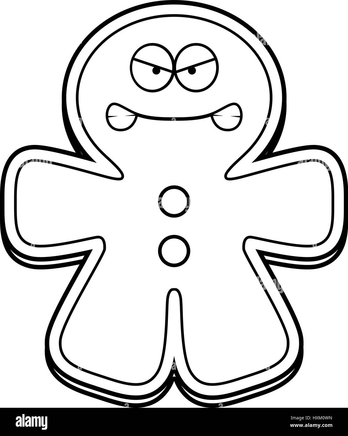 A cartoon illustration of a gingerbread man looking angry Stock Vector ...