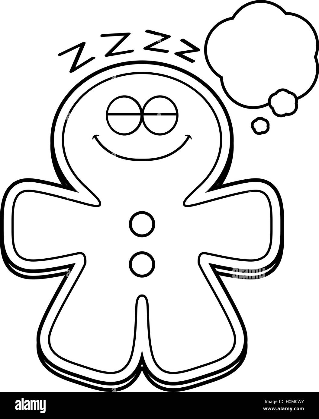 A cartoon illustration of a gingerbread man dreaming Stock Vector Image ...