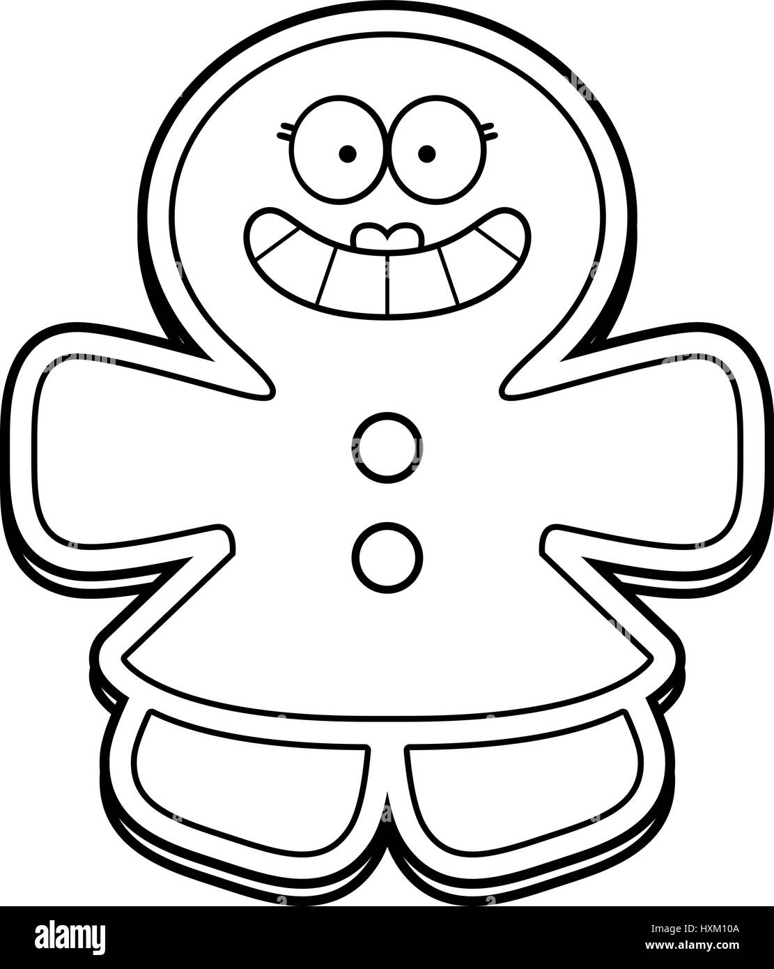 A cartoon illustration of a gingerbread woman smiling Stock Vector ...