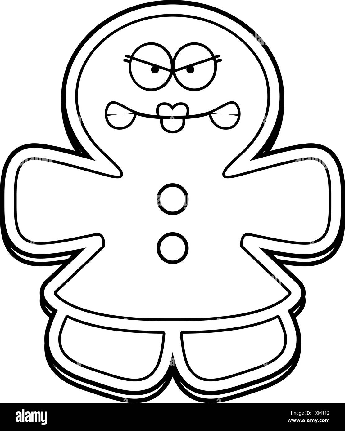 A cartoon illustration of a gingerbread woman looking angry Stock ...