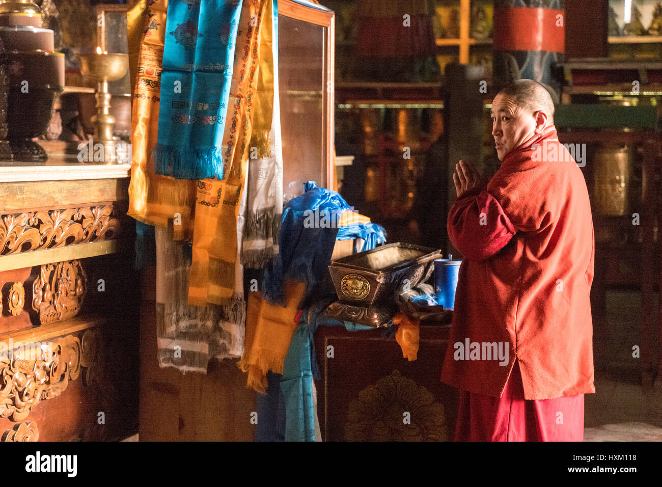 Morning chants and prayers at Buddhist Temple in Ulaanbaatar, Mongolia ...