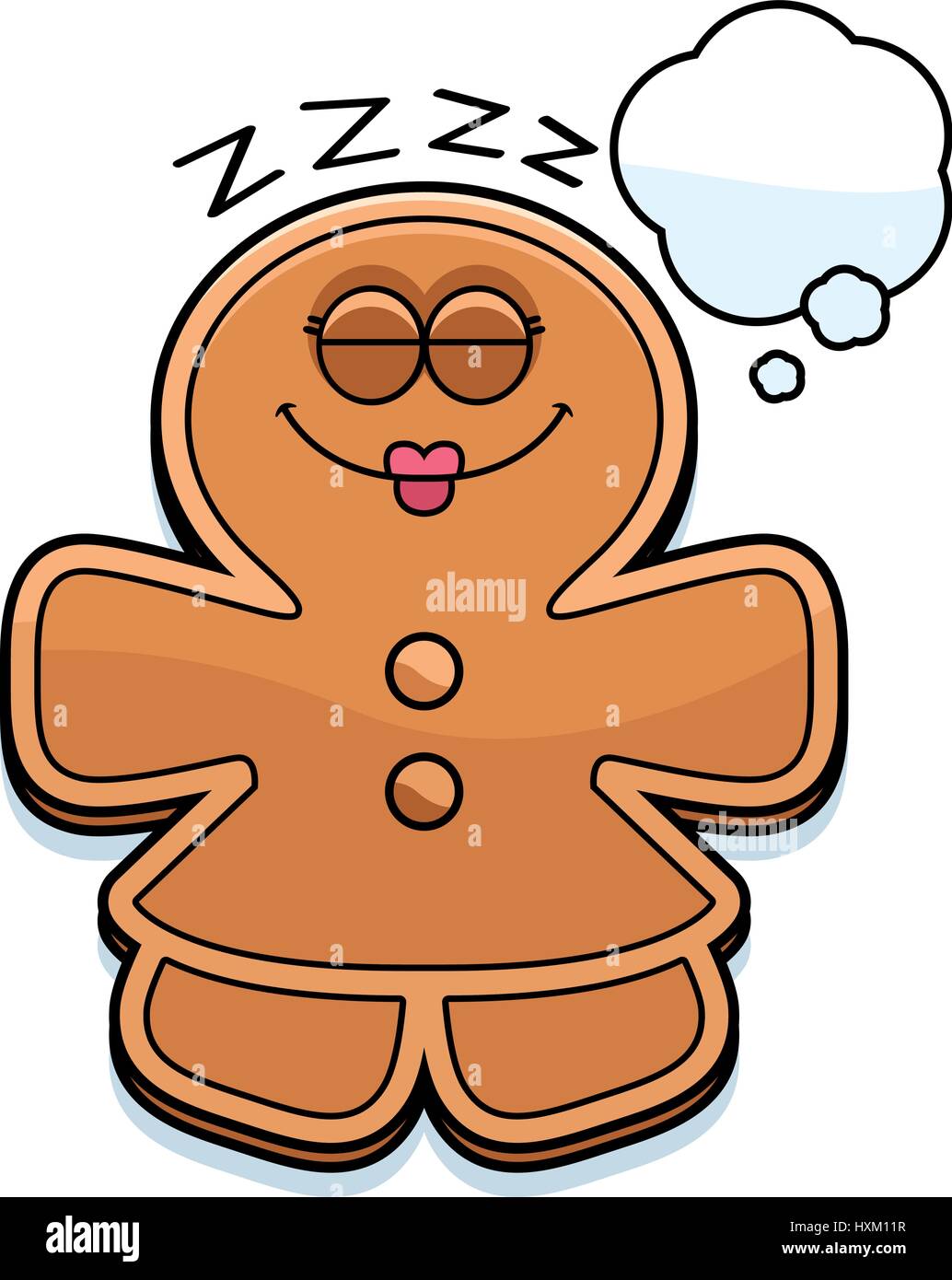 A cartoon illustration of a gingerbread woman dreaming Stock Vector ...