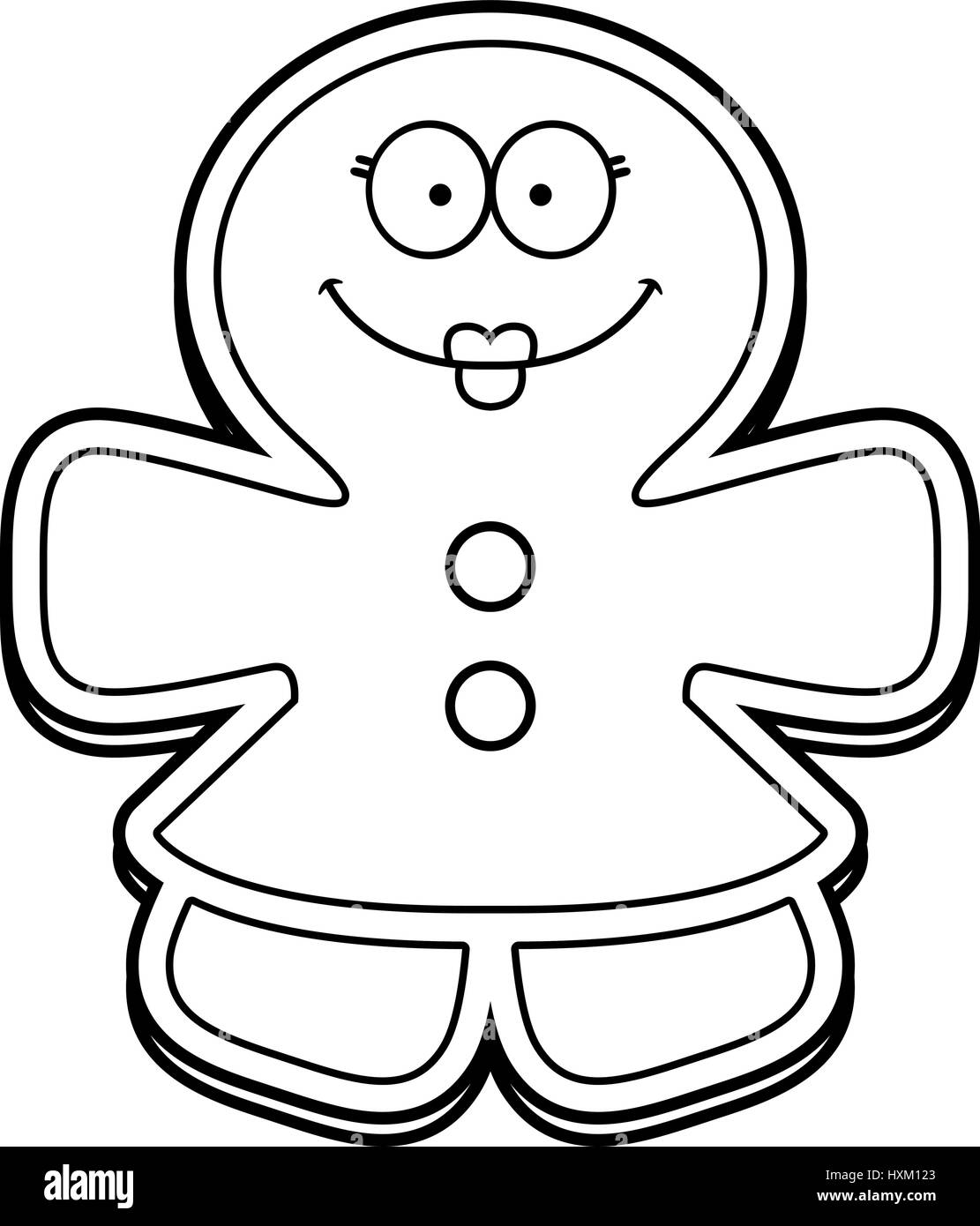 A cartoon illustration of a gingerbread woman looking happy Stock ...