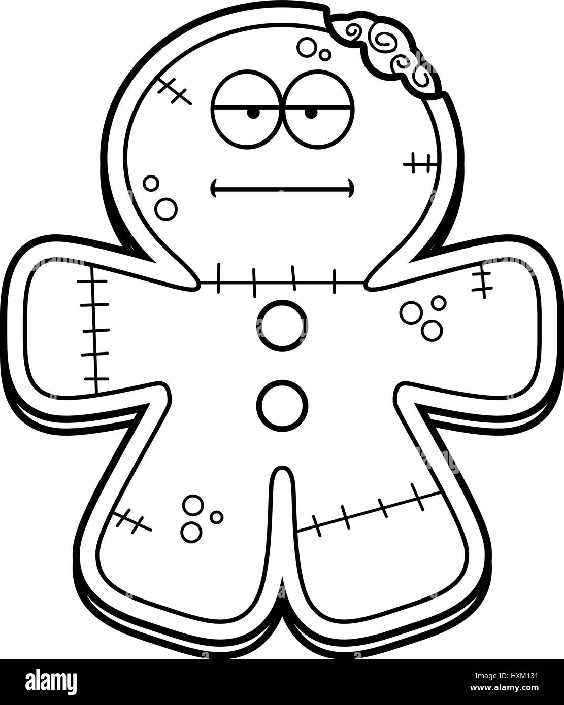 A cartoon illustration of a gingerbread zombie looking bored Stock ...