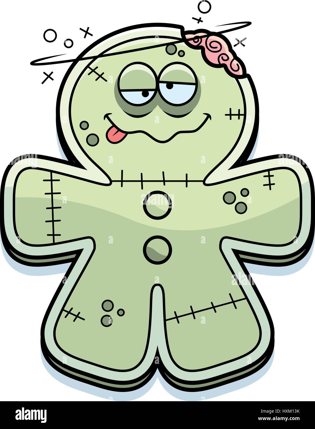 A cartoon illustration of a gingerbread zombie looking drunk Stock ...