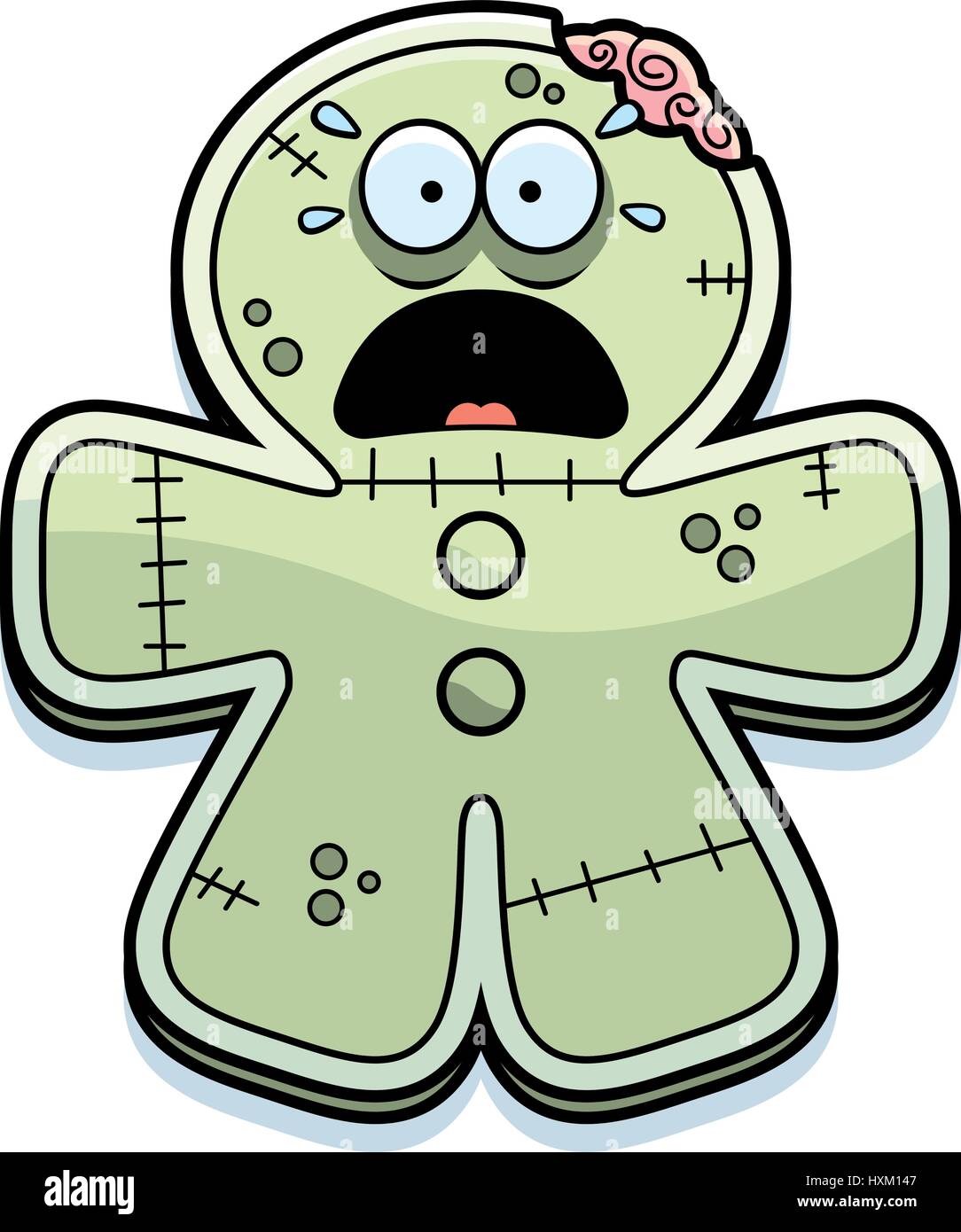 A cartoon illustration of a gingerbread zombie looking scared Stock ...
