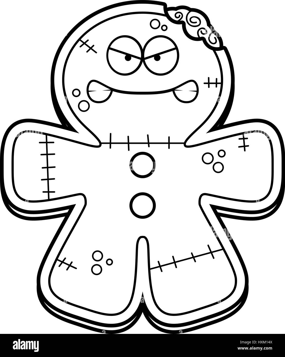 A cartoon illustration of a gingerbread zombie looking angry Stock ...