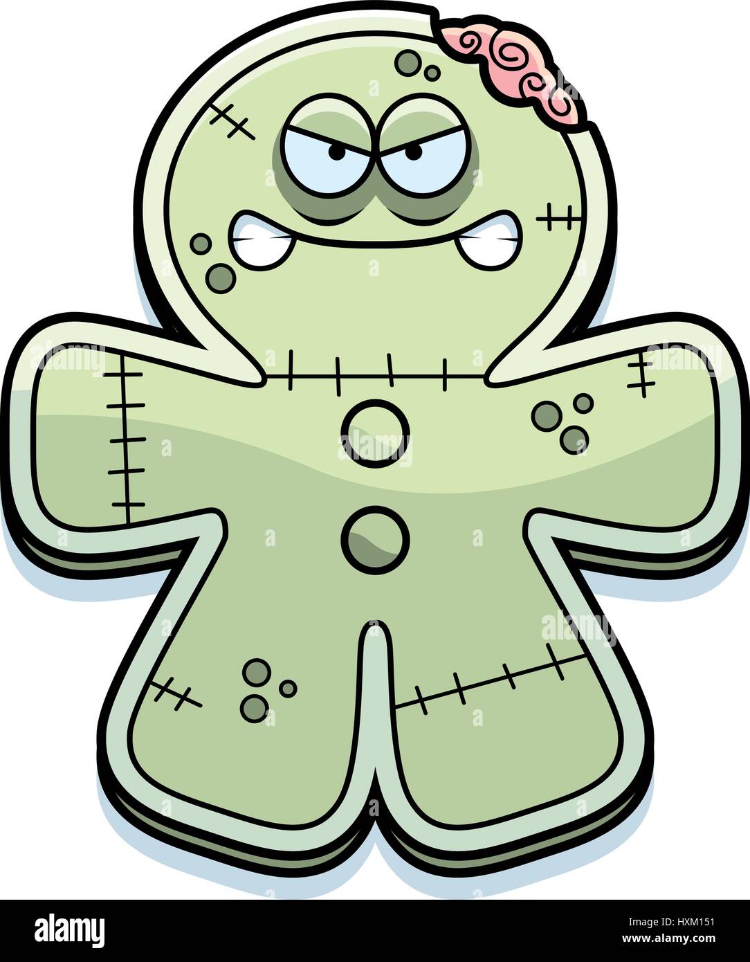 A cartoon illustration of a gingerbread zombie looking angry Stock ...