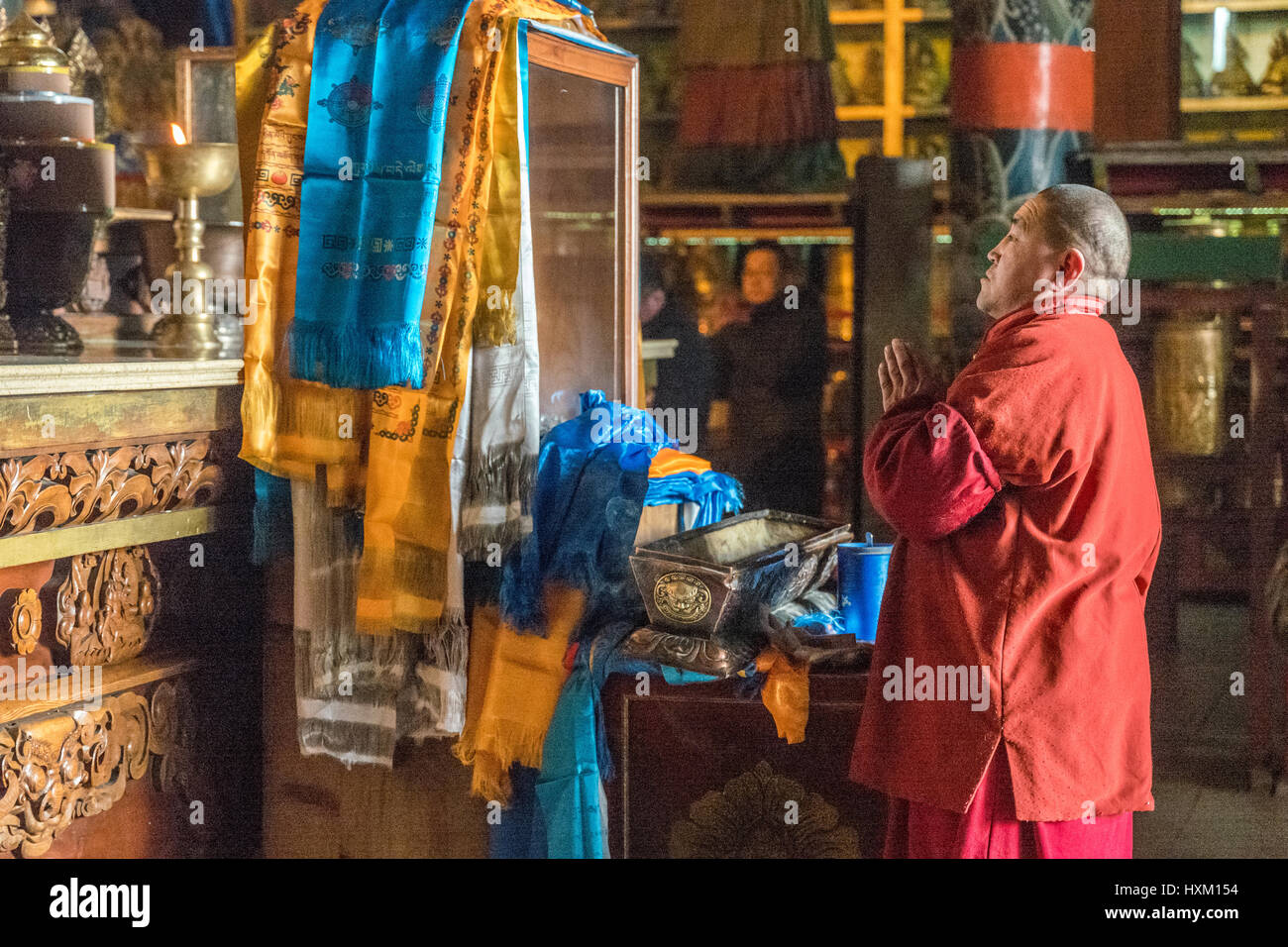 Morning chants and prayers at Buddhist Temple in Ulaanbaatar, Mongolia ...