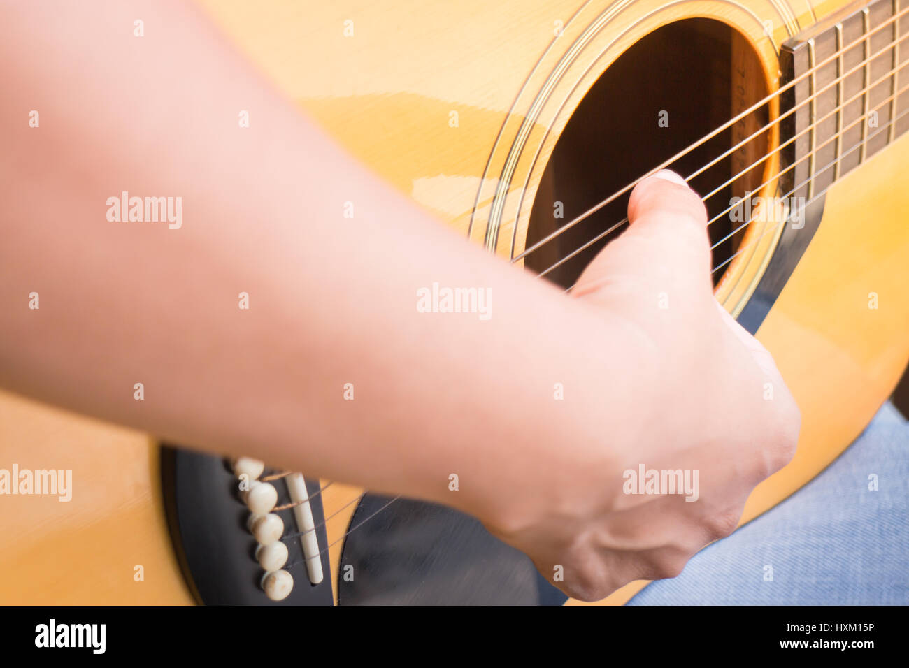 Guitarist Hand Playing Acoustic Guitar, stock photo Stock Photo - Alamy