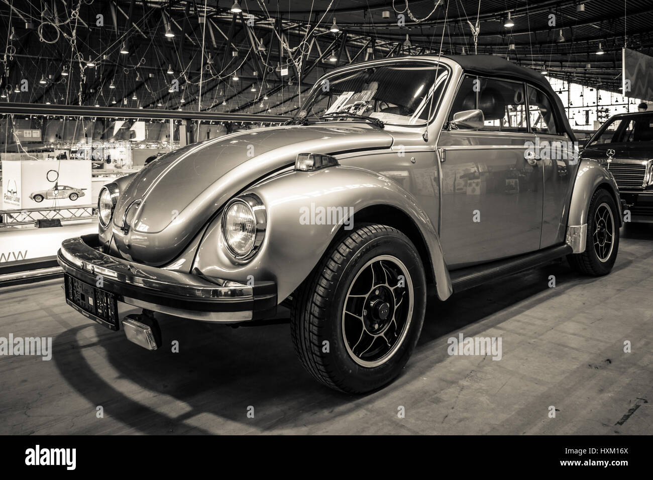 Subcompact car Volkswagen Beetle Cabrio, 1973. Sepia toning. Europe's ...